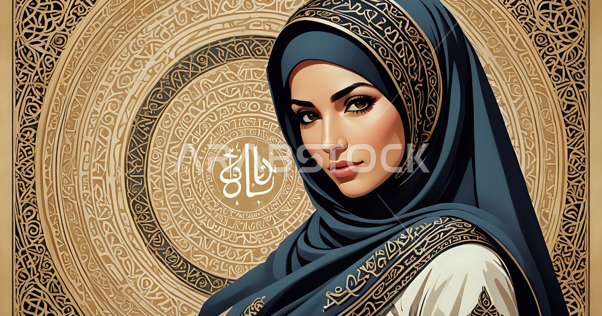 صورة مقربة لمرأة ترتدي ملابس زرقاء تقليدية تقف في مدينة صحراوية قديمة ...