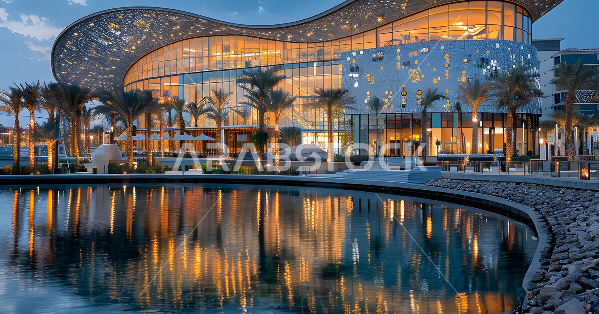 Architectural art in designing the outdoor courtyard with swimming ...