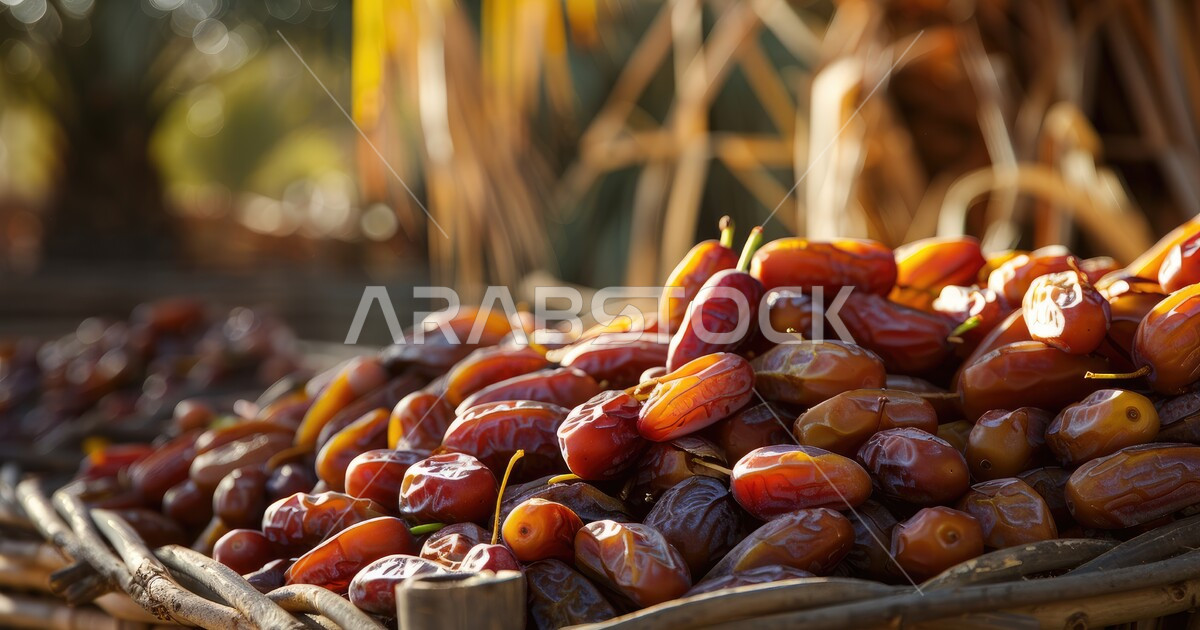 حبات التمور الصحية الطازجة، وجبة ذات قيمة غذائية عالية، ضيافة رمضانية ...