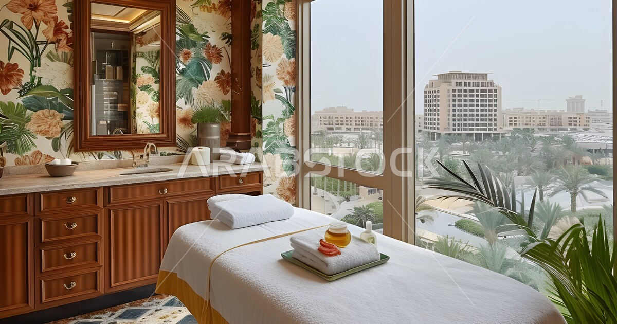 Luxury massage bed in a spa center in Saudi Arabia, health club ...