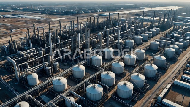 Petroleum engineering concept in the Gulf countries, oil factories and ...