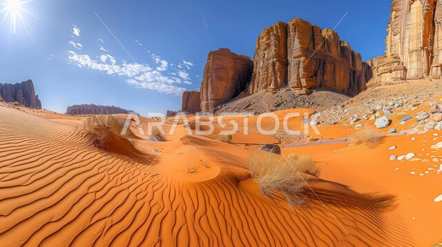 Desert areas and desert natural environment, plateaus and hills of soft ...
