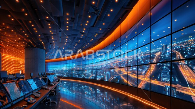 Modern design of server control room and internet servers, the concept ...