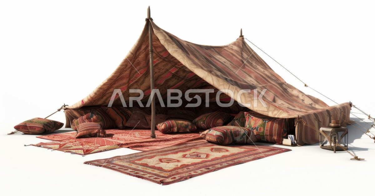 Popular Bedouin tent, interior decoration of traditional tents, ancient ...