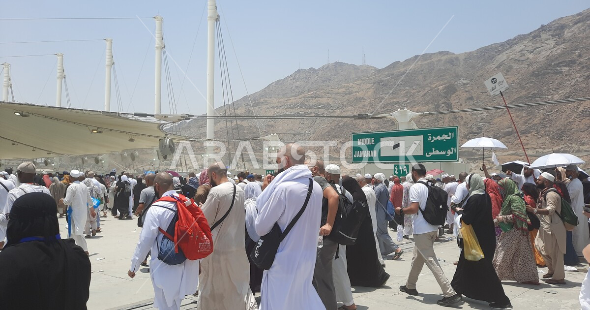 Muslim pilgrims perform Hajj and Umrah rituals, Islamic religious holy ...