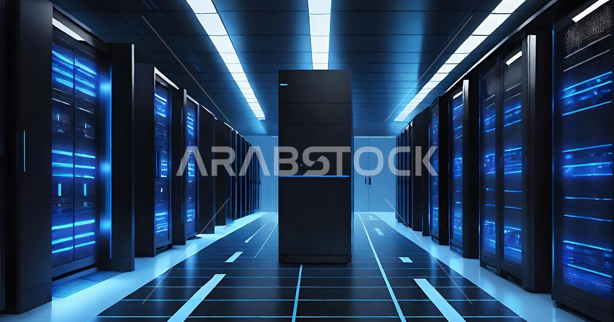 Data storage network, server control room and internet servers, data ...