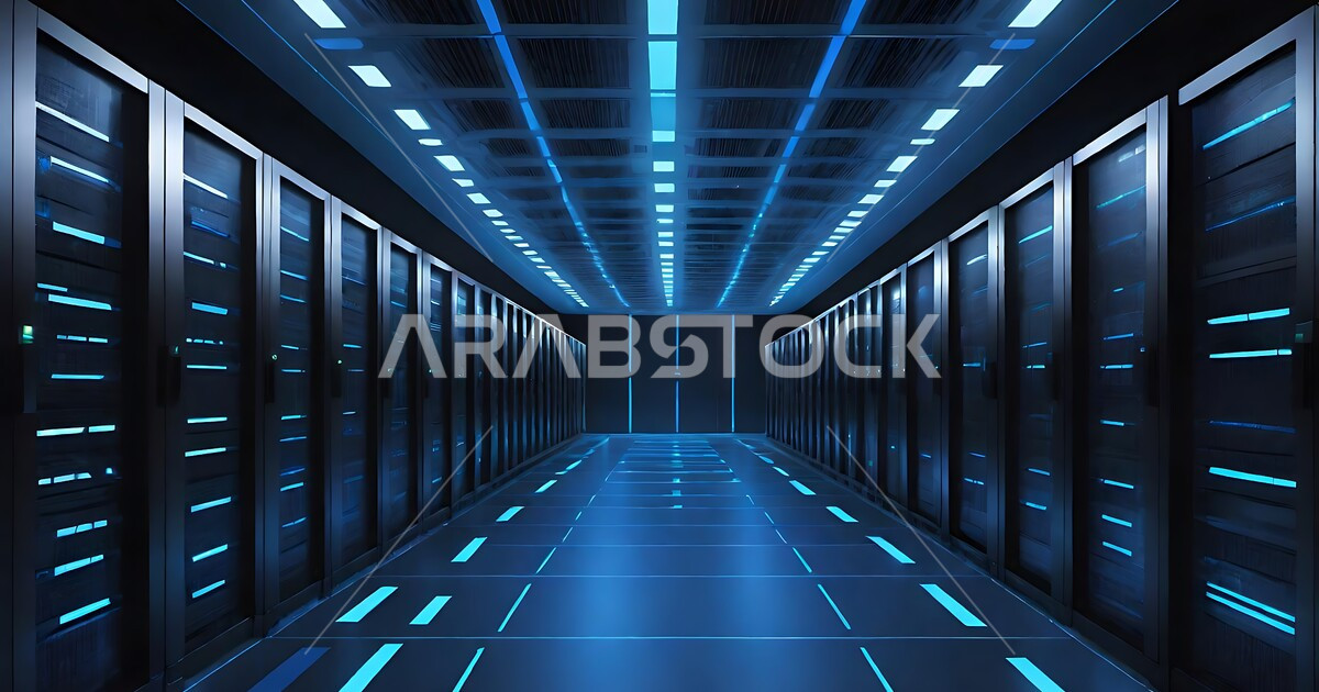 Data center, data storage network, server control room and internet ...