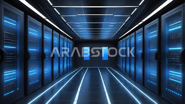 Data center, data storage network, server control room and internet ...