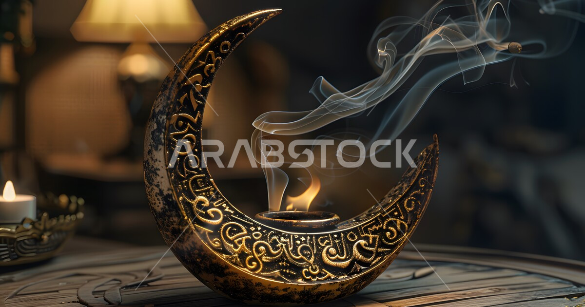 View of smoke spreading from incense, a local Saudi national product, a ...