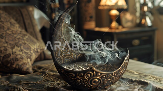 Saudi local national product, traditional incense burner decorated in a ...