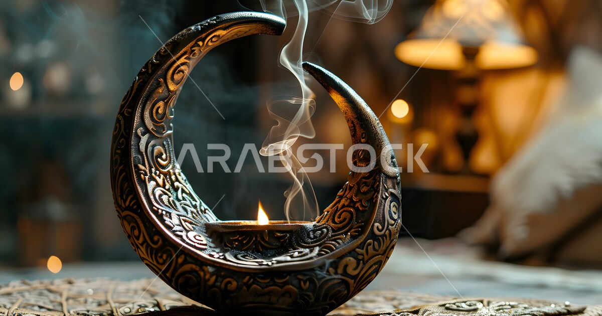 View of smoke spreading from incense, a local Saudi national product ...