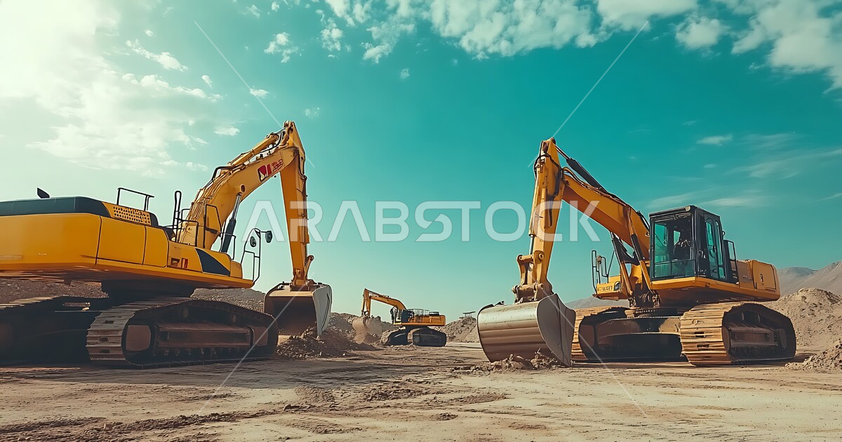Heavy machinery and equipment, a bulldozer that works to lift and fill ...