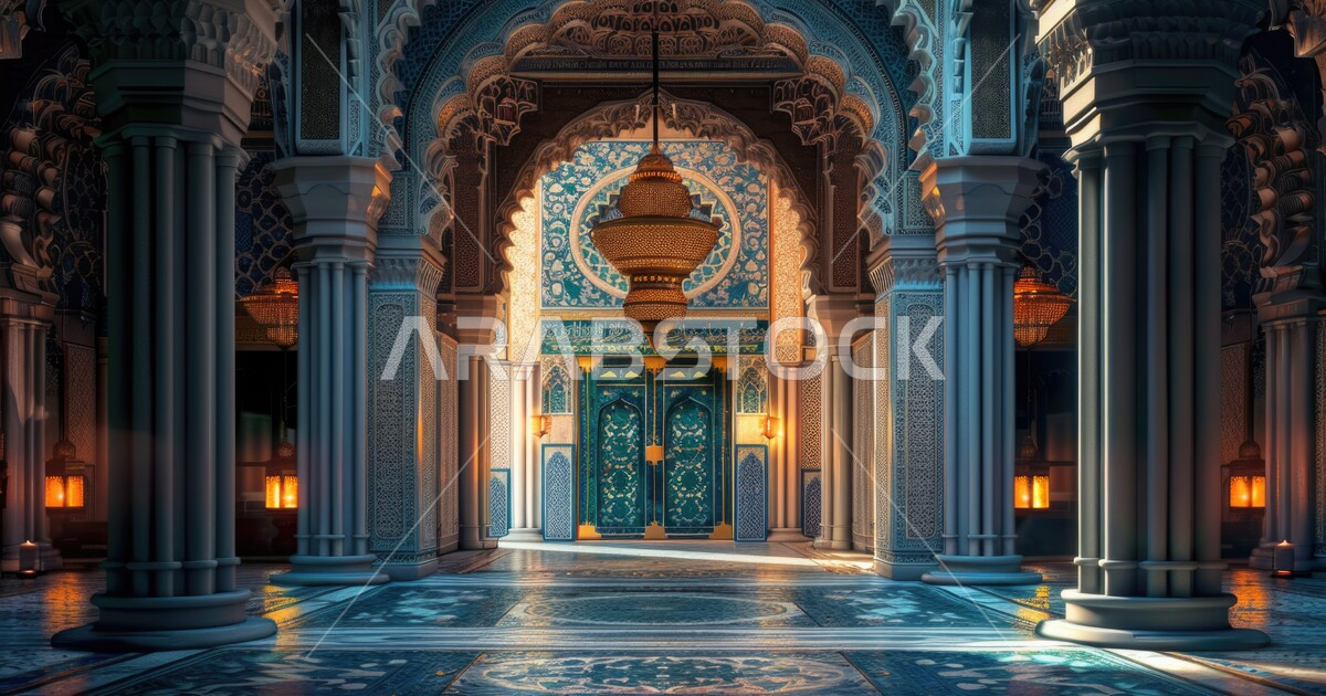 Islamic decorations and engravings of the arches and internal columns ...