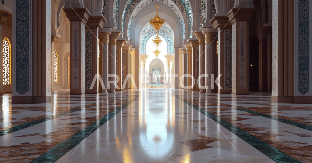 The architectural art of an ancient Arab mosque, the concept of worship ...