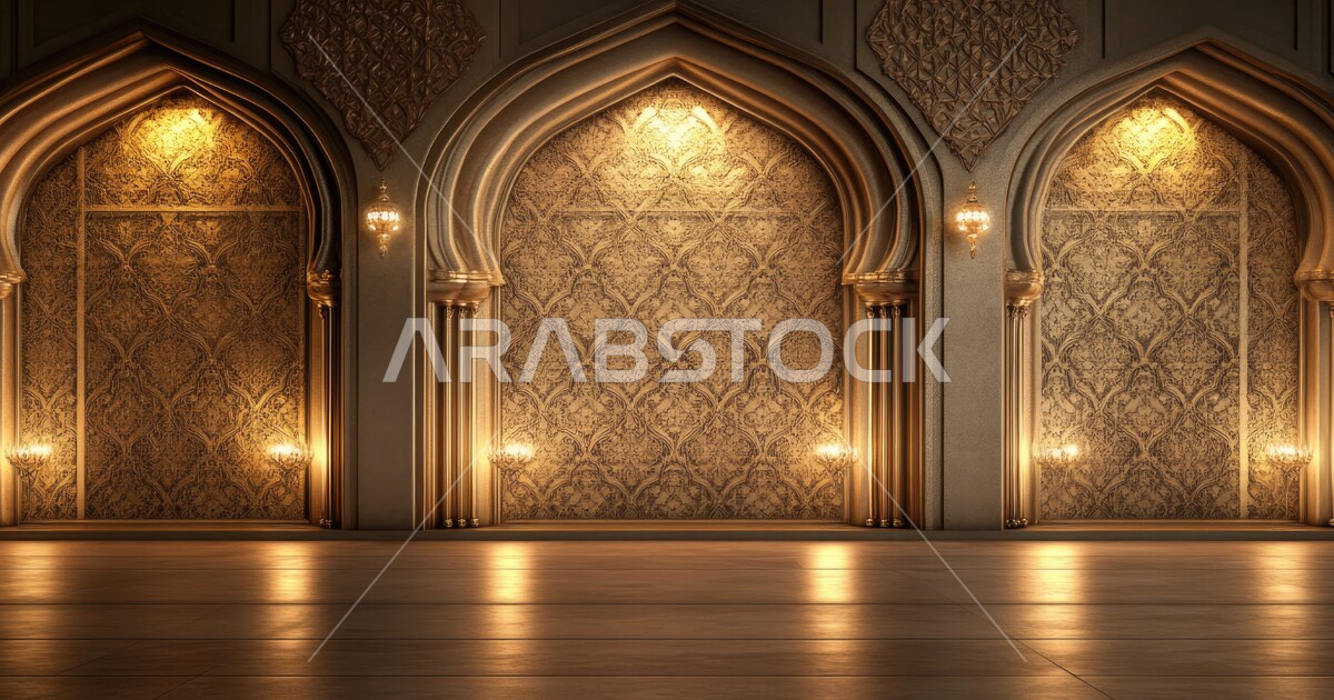 Islamic Mughal Architectural Style Mural, Modern Art, Arabic ...