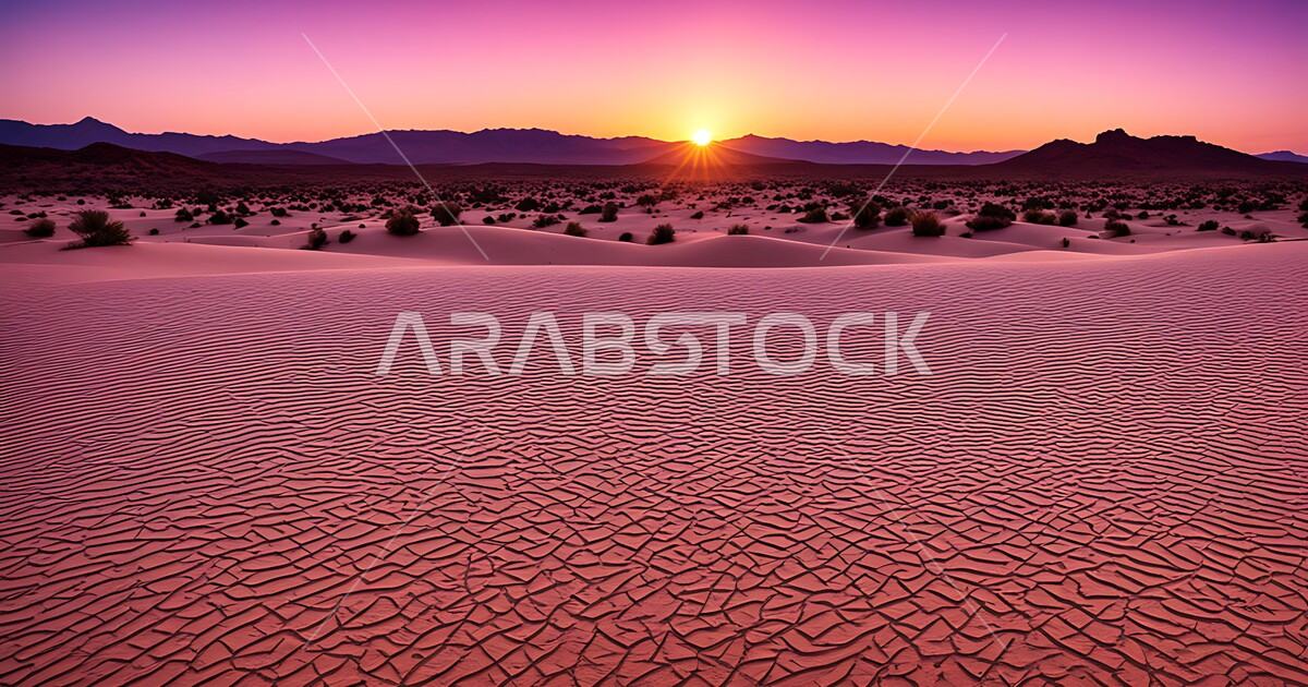 Sunset view on soft golden sands and sand dunes in the desert of Saudi ...