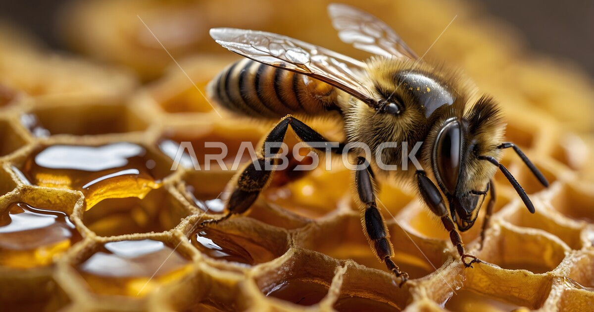 A local Saudi national product, a bee standing on a hive, beekeeping ...