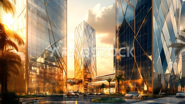 Towers, buildings and commercial facilities, urban progress and growth ...