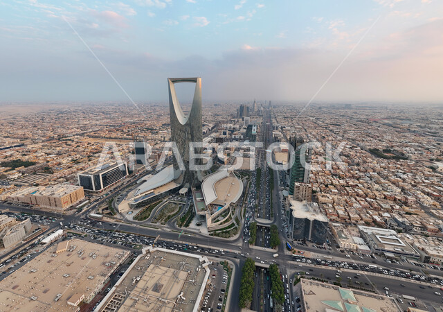 Famous landmarks of the Arabian Gulf, aerial view of buildings and ...