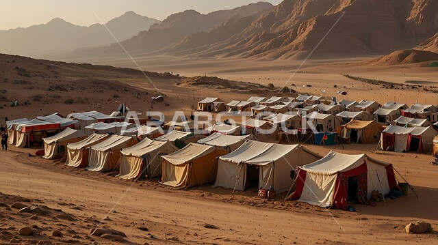 The concept of desert life, popular camps in the deserts of the Kingdom ...