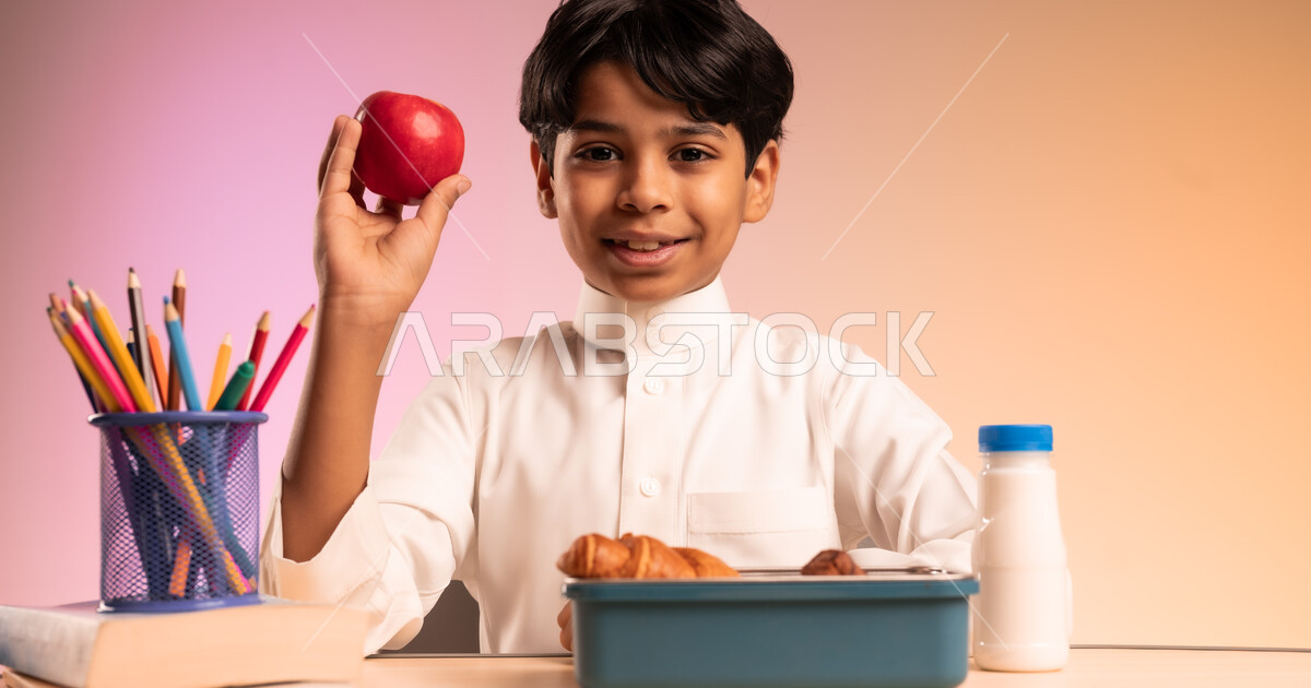Lunch box with healthy snacks, back to school season in Saudi Arabia ...