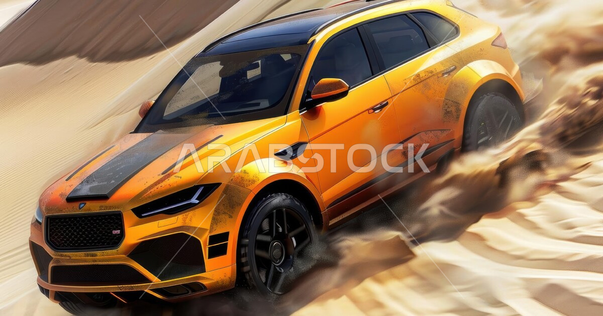 Stylish and modern car concept, harmony of nature and technology ...