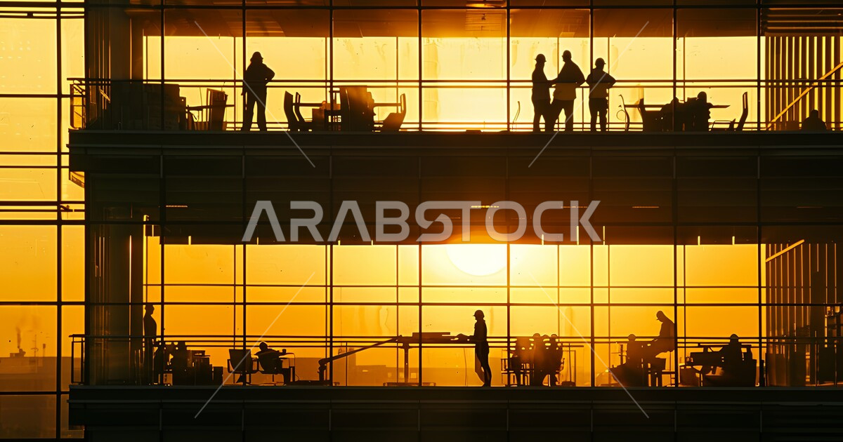 Silhouette of a building under construction in Saudi Arabia, concept of ...