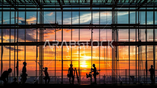 Silhouette of a building under construction in Saudi Arabia, concept of ...