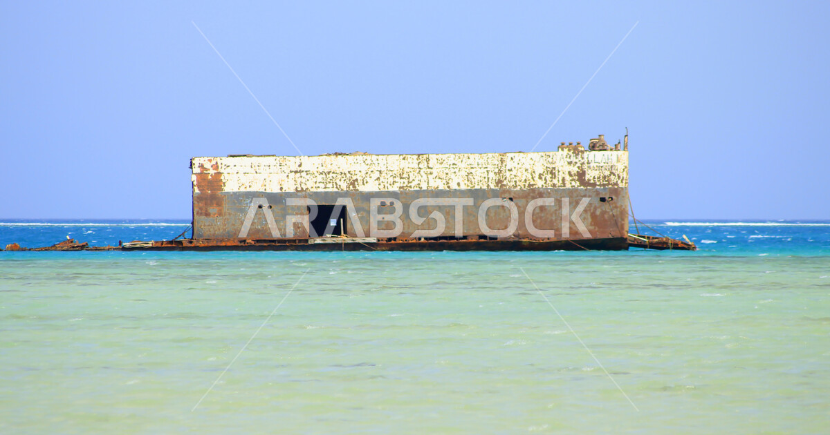The sinking ship (Titanic) south of Jeddah in the Shuaiba region in the ...