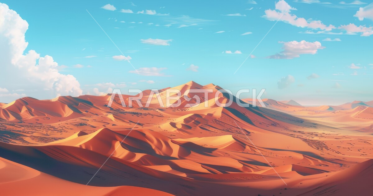 The vast desert of Saudi Arabia, the hills and sand dunes of the desert ...
