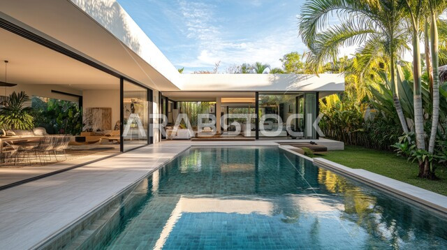 Modern designs with glass facades overlooking the swimming pool, modern ...