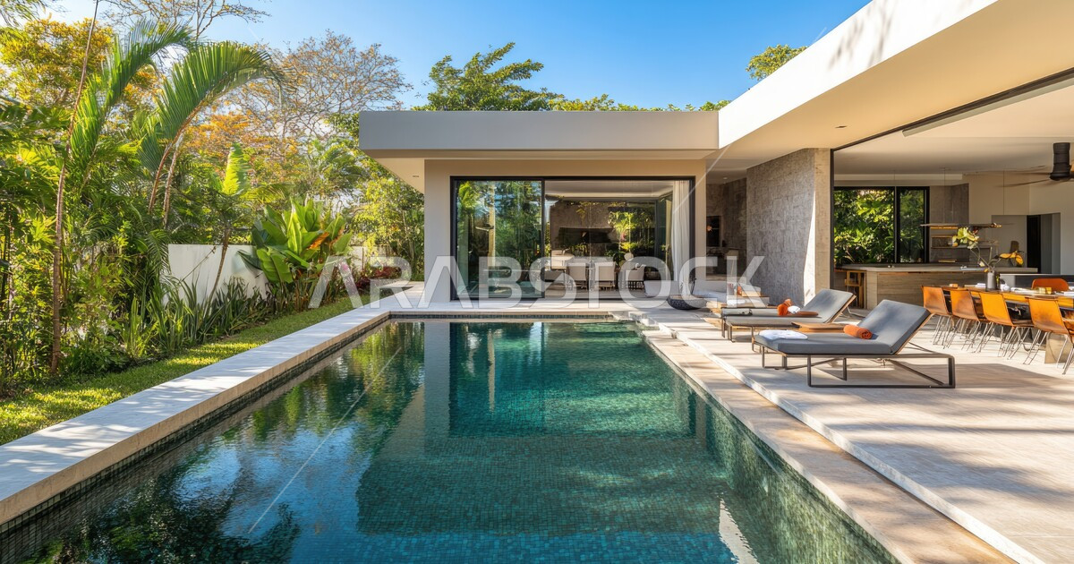 Modern designs with glass facades overlooking the swimming pool, modern ...