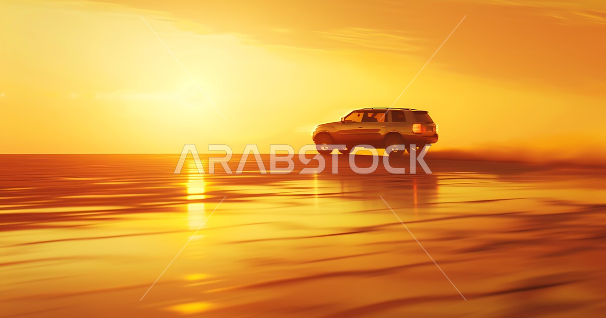 4WD adventures in the deserts of the Kingdom at sunset, the hobby of ...
