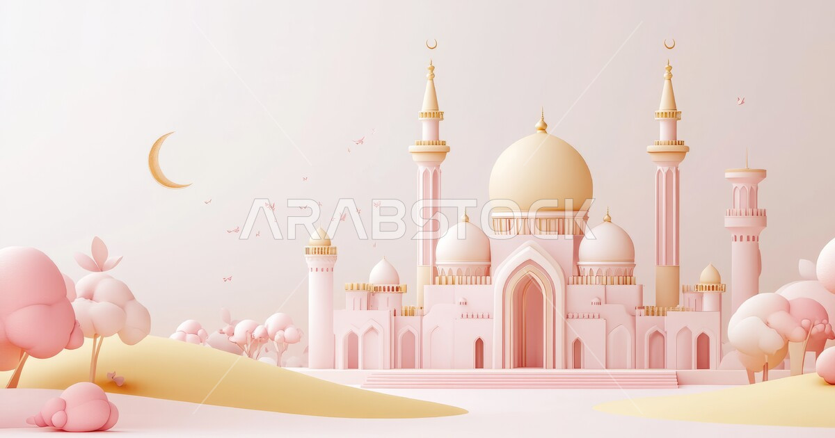 3D model of an Islamic style mosque, Islamic religious designs ...