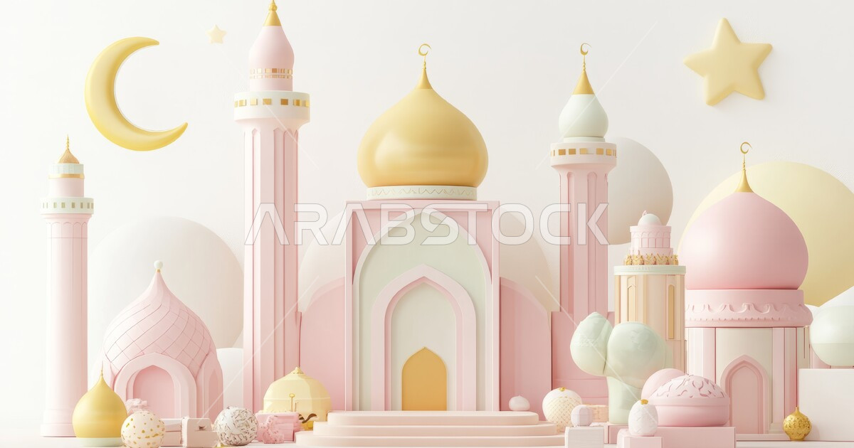 3D model of an Islamic style mosque, Islamic religious designs ...