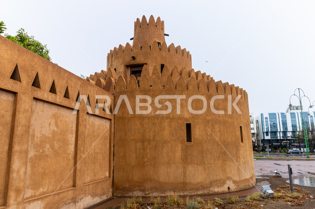 Historical heritage areas, old clay buildings from the Emirati heritage ...