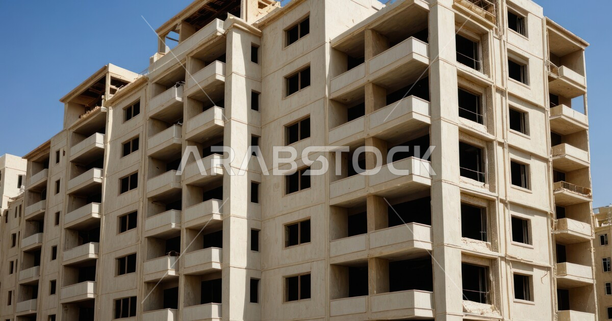 Residential building under construction, structural and architectural ...