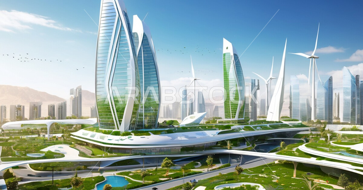 Building a civilized and advanced future, a futuristic imaginary view ...