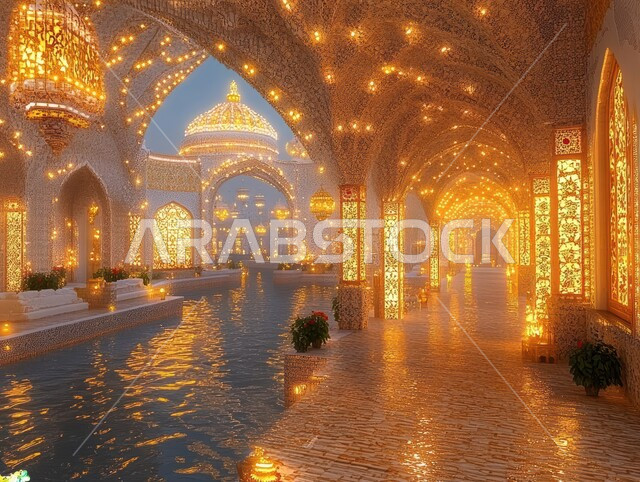 Islamic geometric art in luxurious classic decorations, a mosque ...