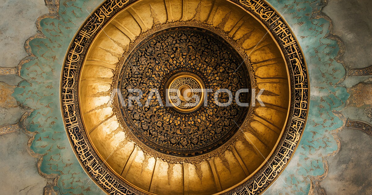 Architectural engineering art of an ancient Arabic mosque, designs and ...