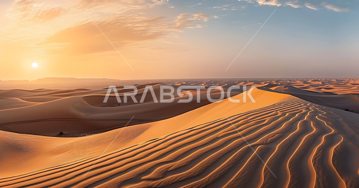 Soft golden dunes and sand in the desert of Saudi Arabia, sand dunes ...