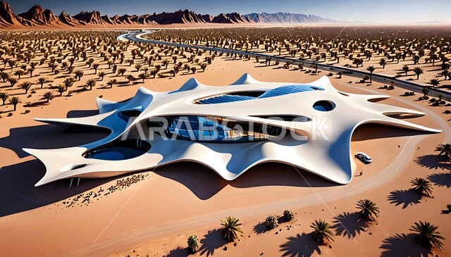 Advanced desert with modern architectural designs buildings, Saudi ...