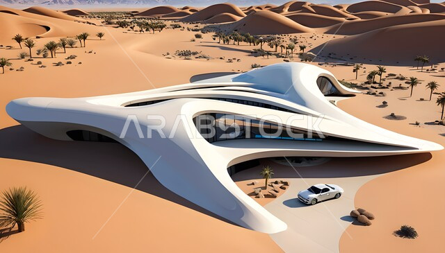 Saudi Vision 2030, Advanced Desert with Modern Design Buildings, 3D ...