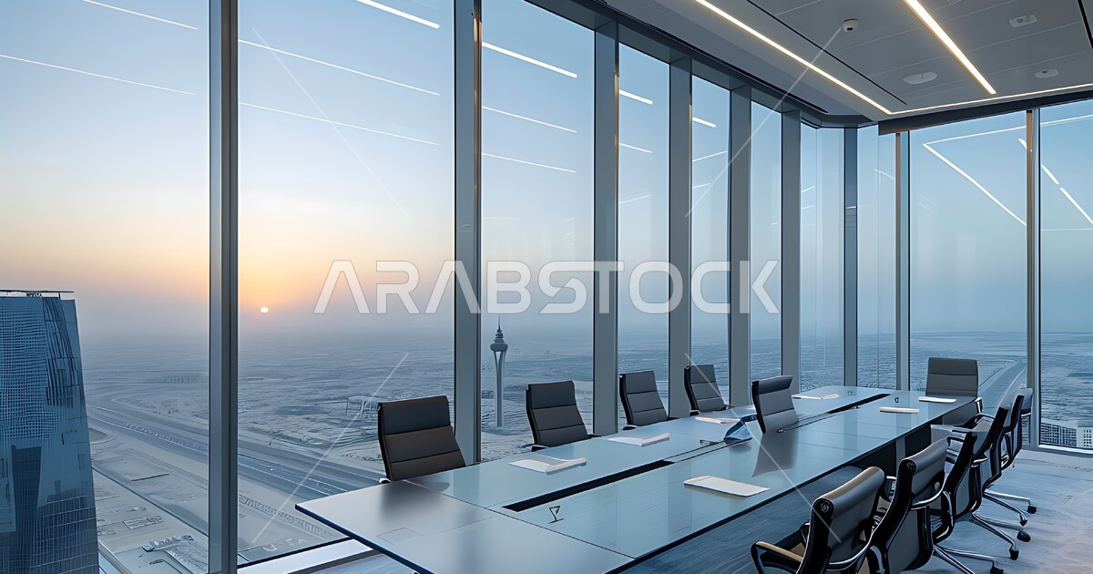 Windows and glass facades, office rooms with luxurious interior designs ...