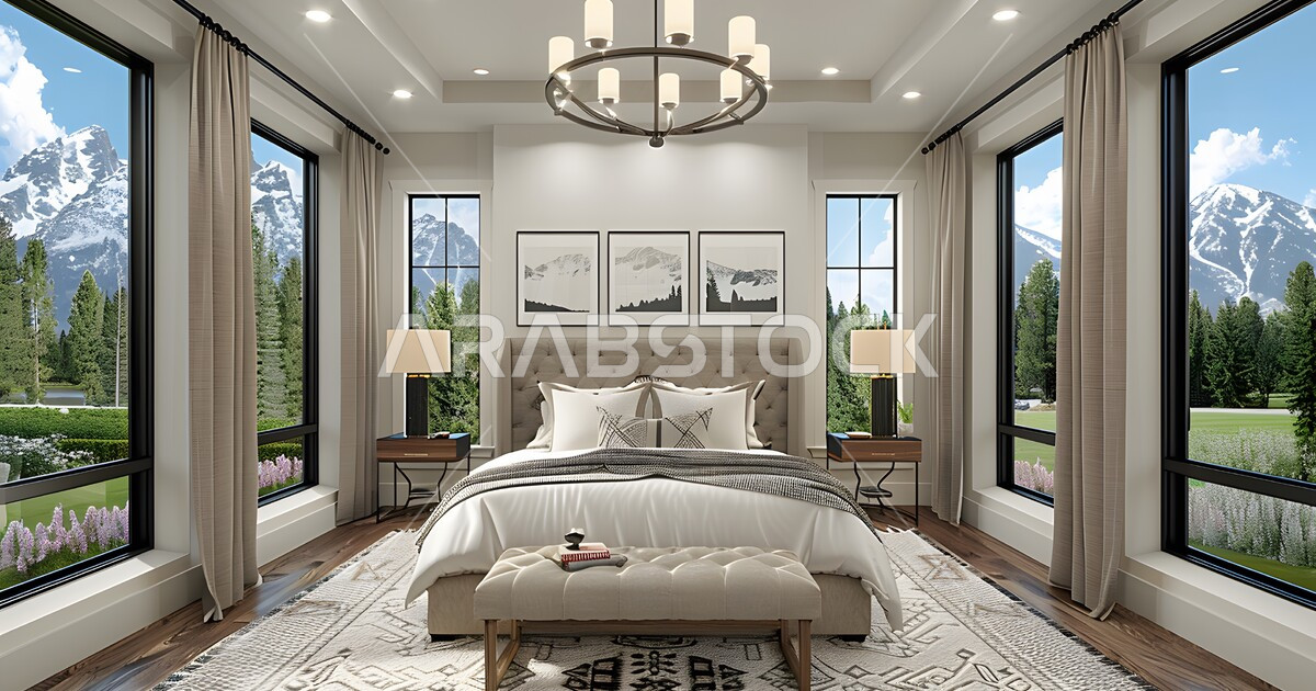 تصميمات وديكورات داخلية على الطراز االحديث، غرفة نوم باللون الأبيض ...