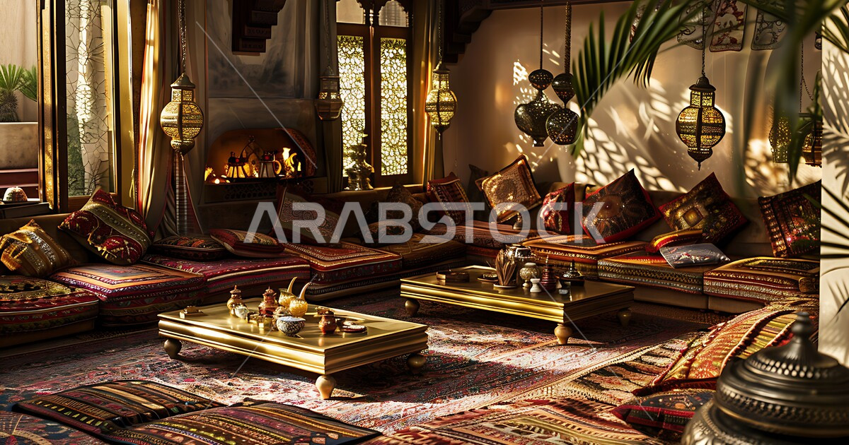 Traditional Majlis in Saudi Arabia, Traditional Arabic Diwan with ...