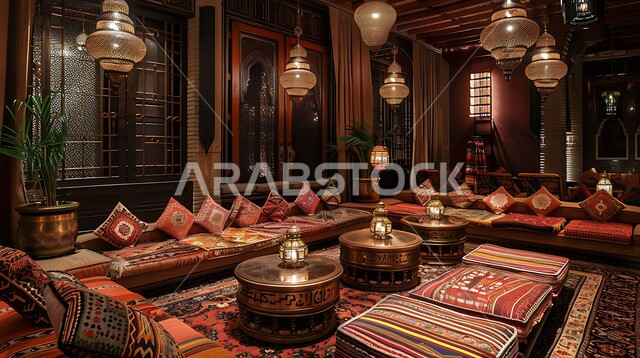Traditional Majlis in Saudi Arabia, Traditional Arabic Diwan with ...
