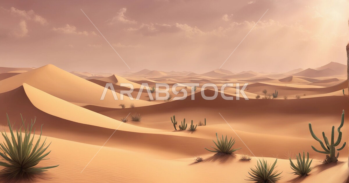 Sand dunes and hills in desert areas, golden sands in the desert of ...