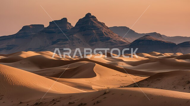 Badia areas and the natural desert environment in the daytime, plateaus ...