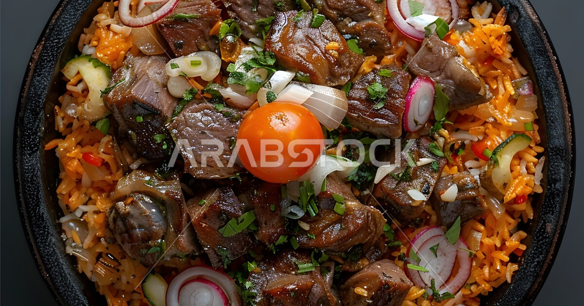 Traditional Arabic food and dishes, catering arts in oriental ...